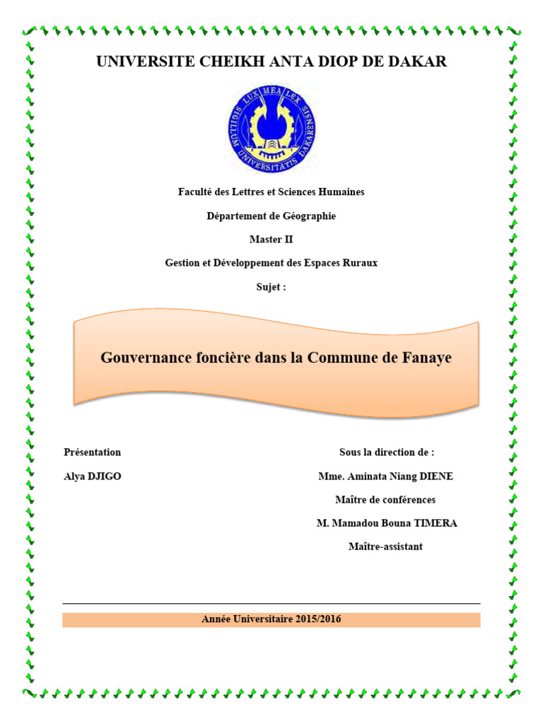 Gouvernance Foncière Dans La Commune de Fanaye | PDF