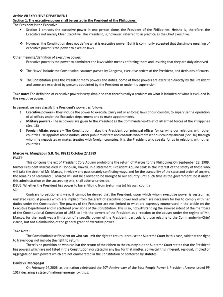 Article VII EXECUTIVE DEPARTMENT | PDF