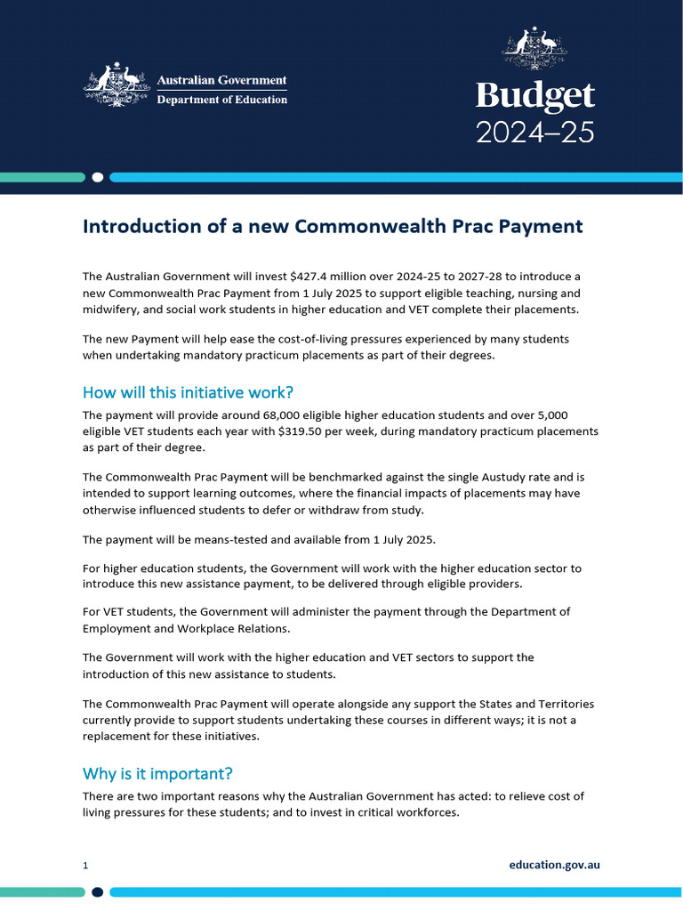 Commonwealth Prac Payment | PDF