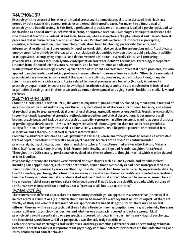 Presentation Psychology Pdf Unconscious Mind Behaviorism