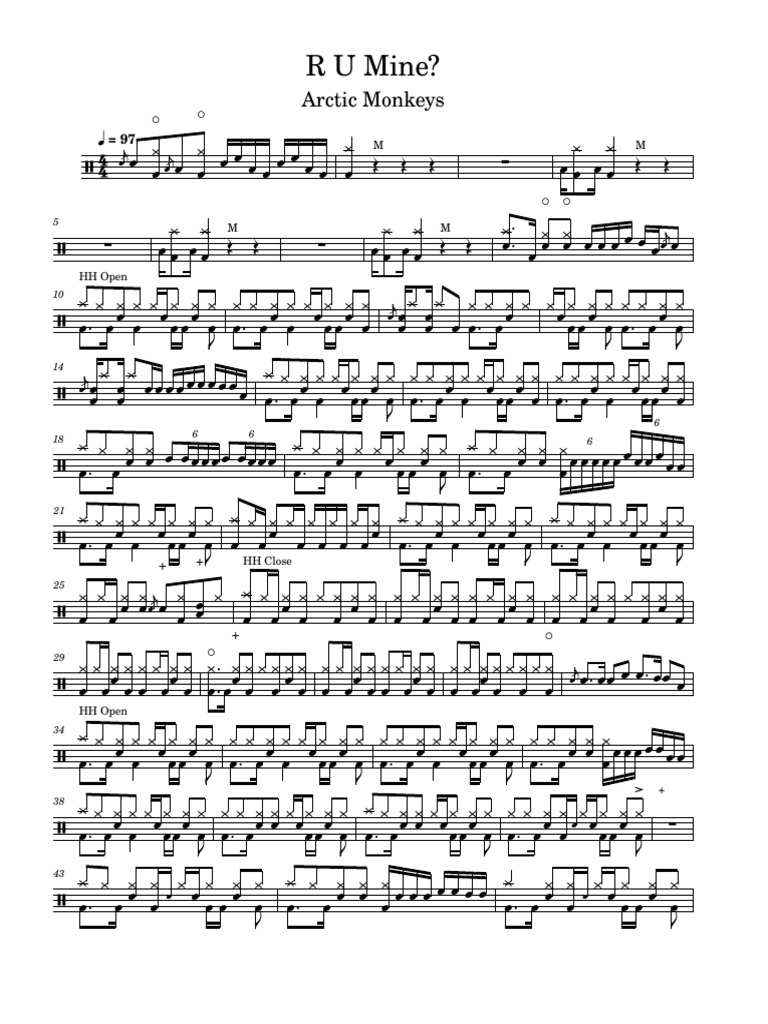 R U Mine Arctic Monkeys Drum Sheet Music | PDF