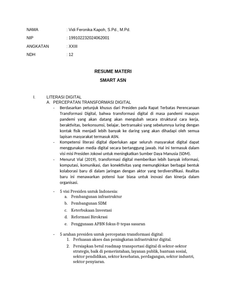 Resume Smart ASN - Tugas Senin, 26 Agustus 2024 | PDF