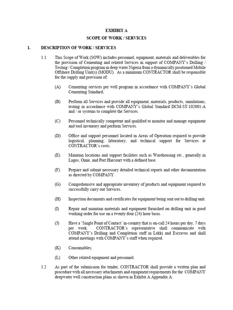 Cement Scope of Work | PDF