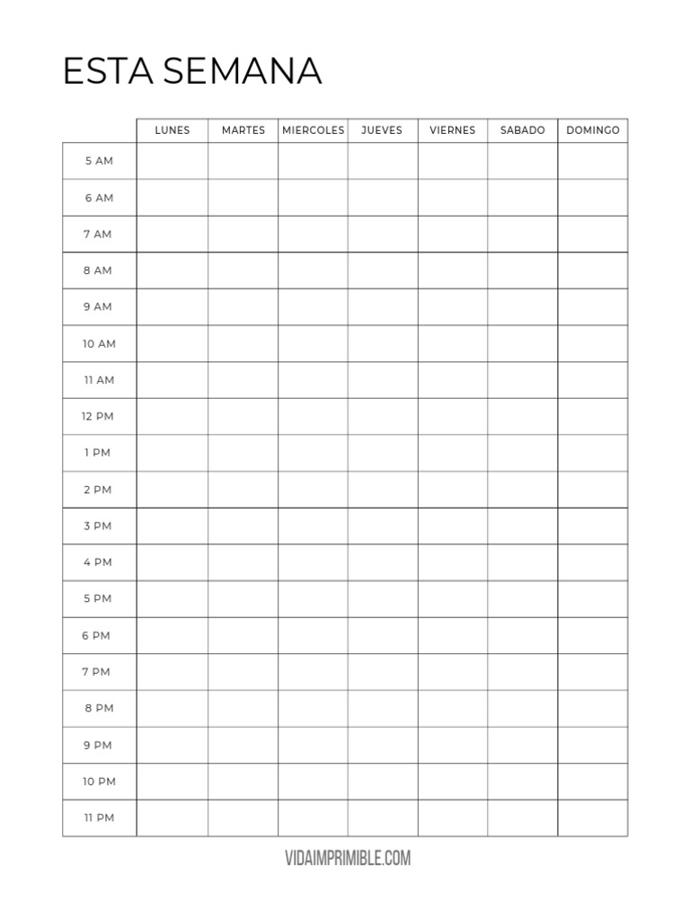 Horario Semanal Imprimible | PDF