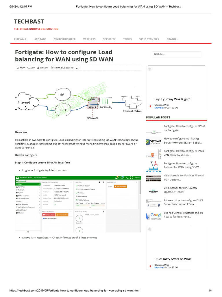 Fortigate - How To Configure Load Balancing For WAN Using SD WAN - Techbast | PDF