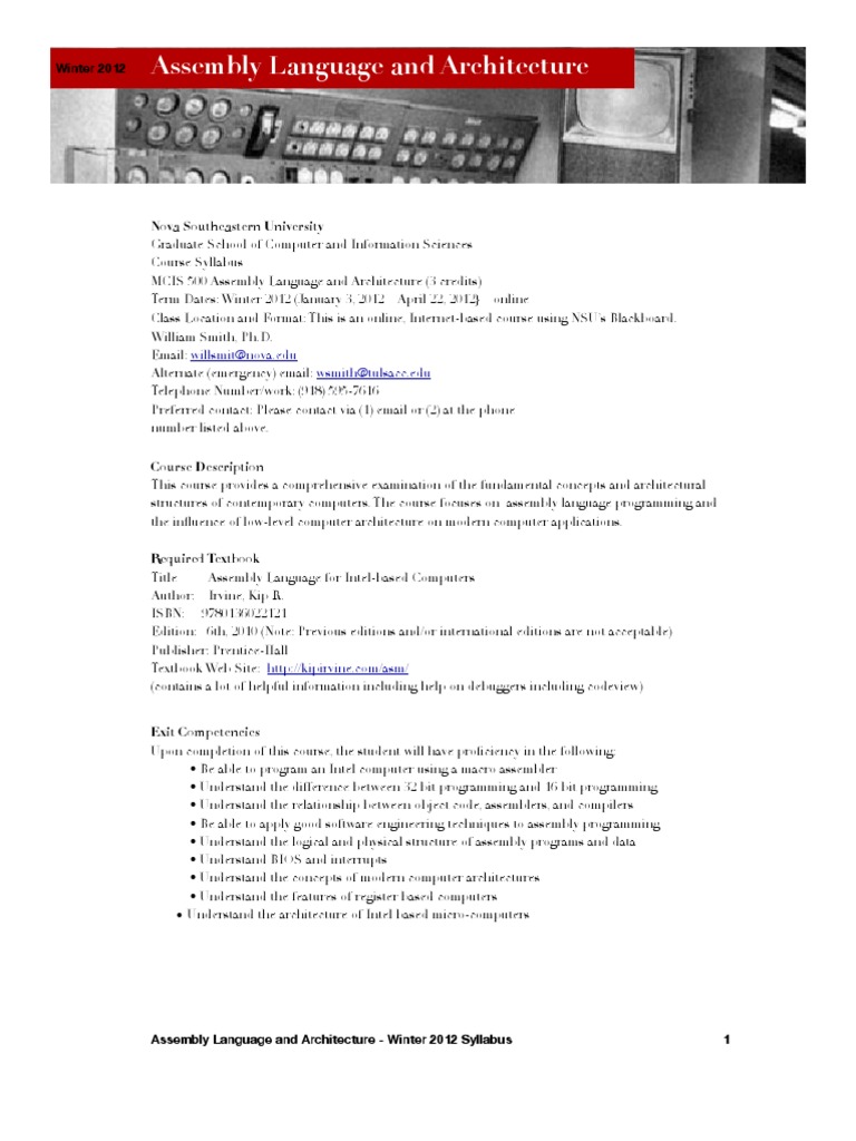 Assembly Language And Architecture Winter 2012 Pdf Academic Integrity Computer Programming