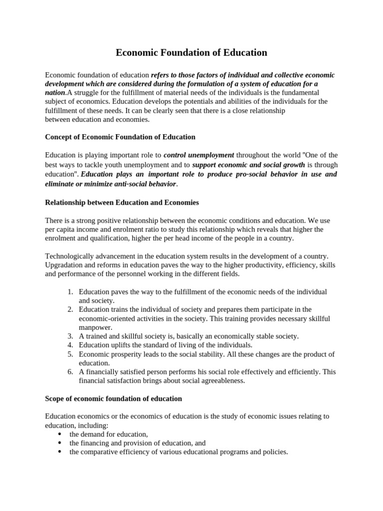 16 Economic foundation of education | PDF