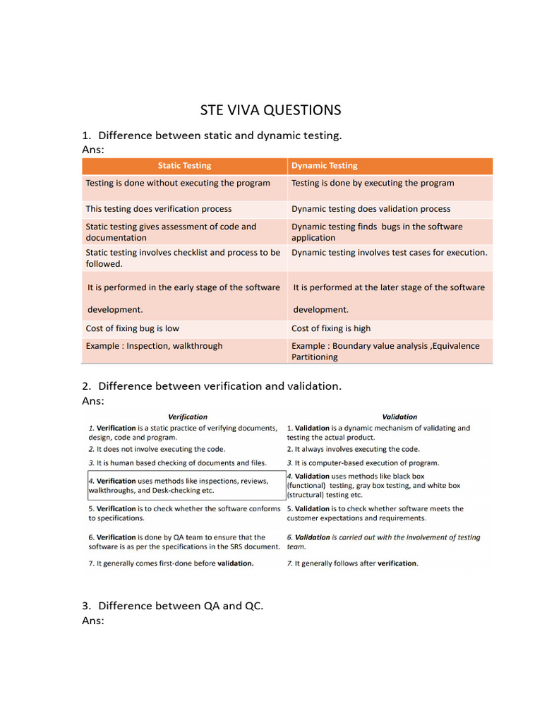 Ste Viva Questions | PDF