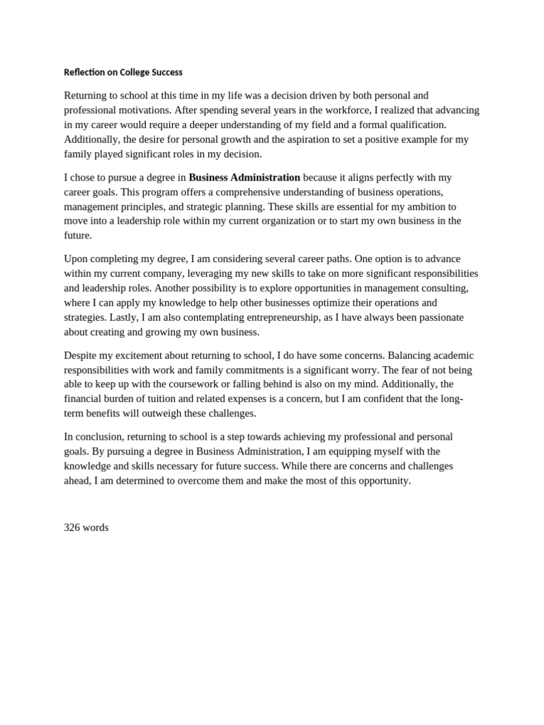 Reflection On College Success | PDF