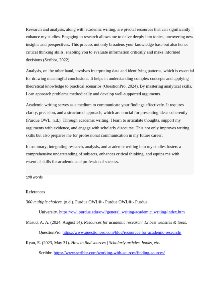 Research and Analysis Discussion1 | PDF