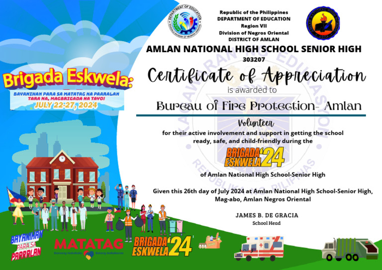 Brigada Eskwela Certificate | PDF
