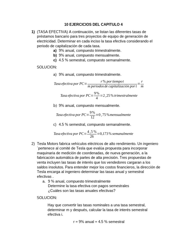 10 Ejercicios Del Capitulo 4 | PDF | Interés | Sector privado