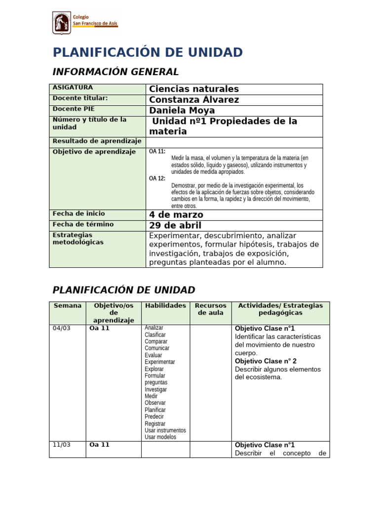 Unidad 1 Ciencias 4to | PDF
