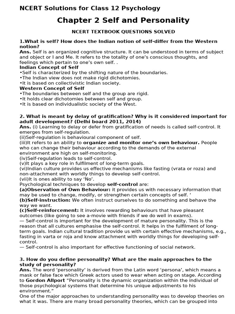 Chapter 2 Self and Personality | PDF