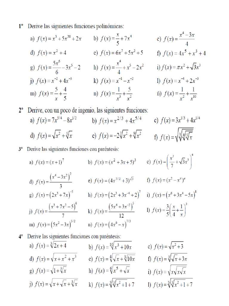 Derivadas Primera Parte Propiedades | PDF