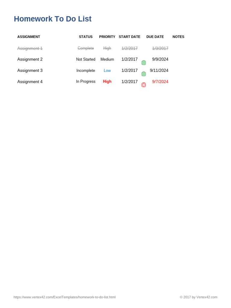 Homework To Do List | PDF