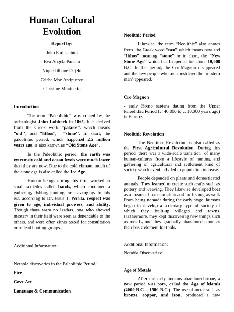 UCSP - Human Cultural Evolution | PDF