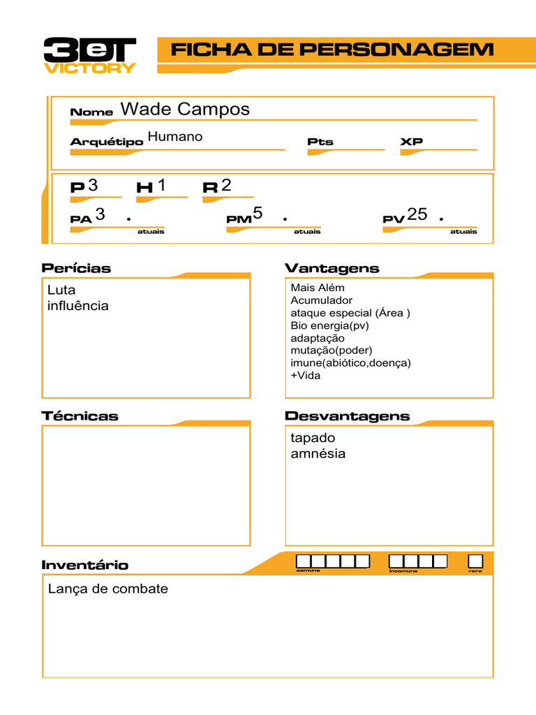 Ficha de Wade | PDF