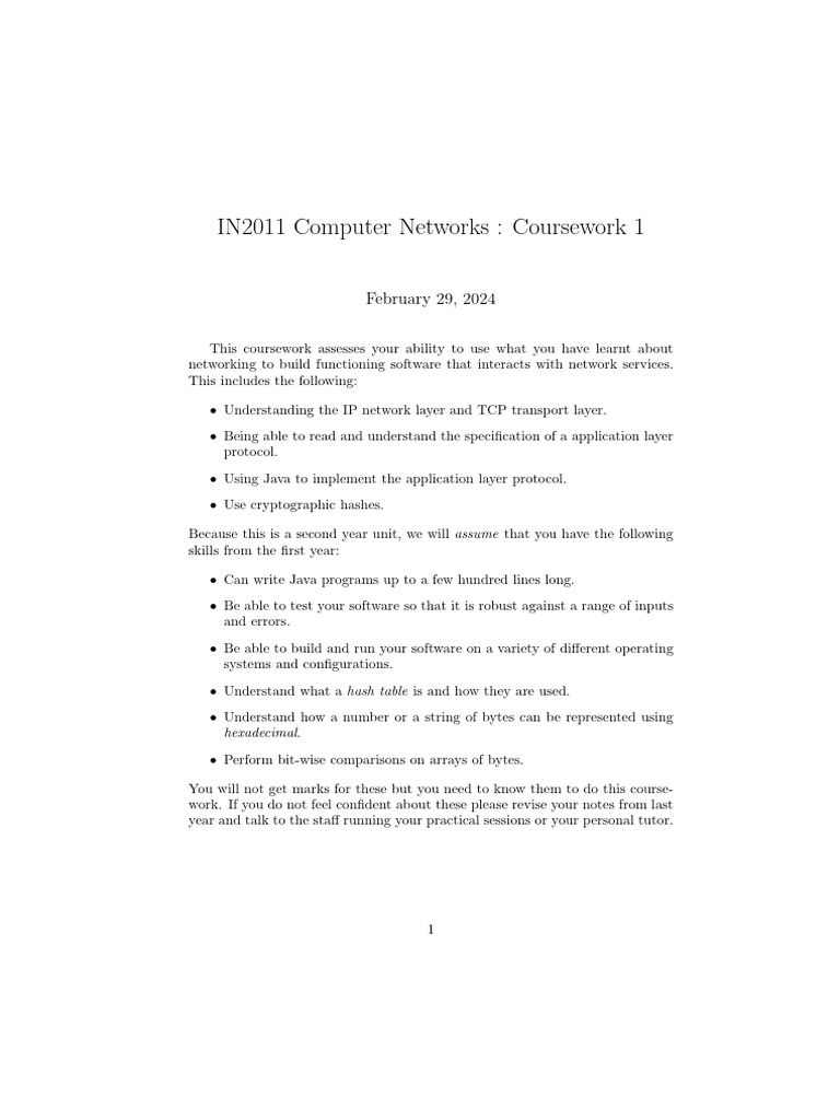 Coursework In2011 | PDF | Computer Network | Software Engineering Coursework In2011 | PDF | Computer Network | Software Engineering