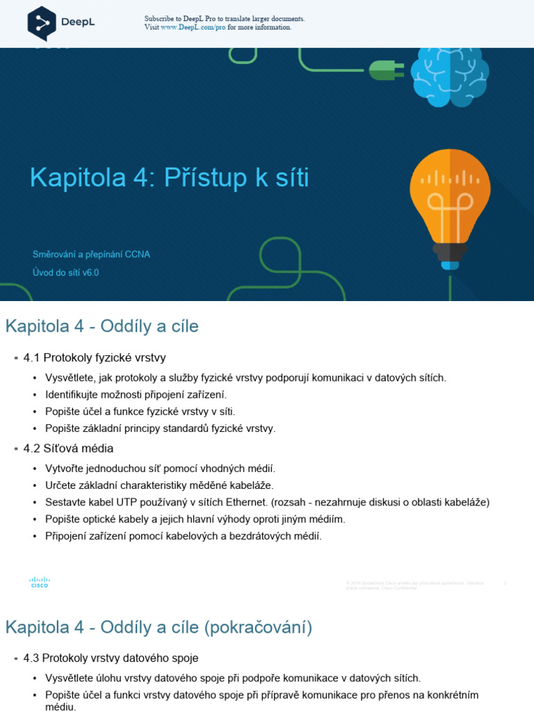 Kapitola 4: P Ístup K Síti: Subscribe To Deepl Pro To Translate Larger Documents. Visit For More ...