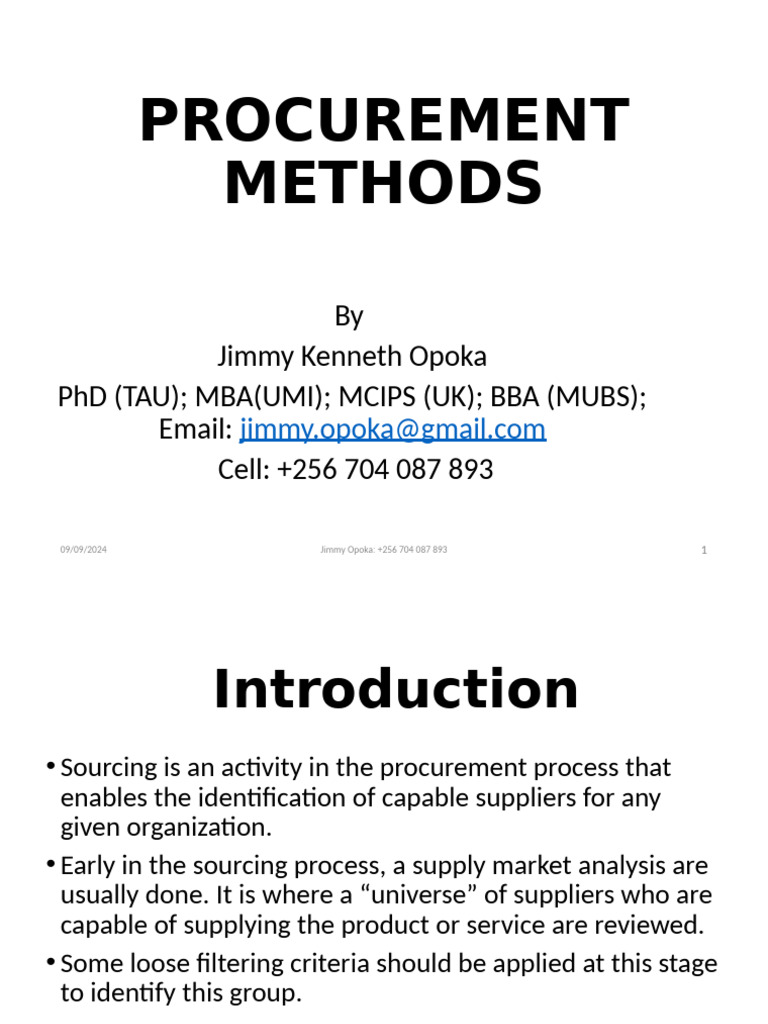 Procurement Methods | PDF