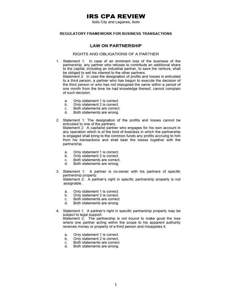 RFBT Review Partnership Rights Ex | PDF