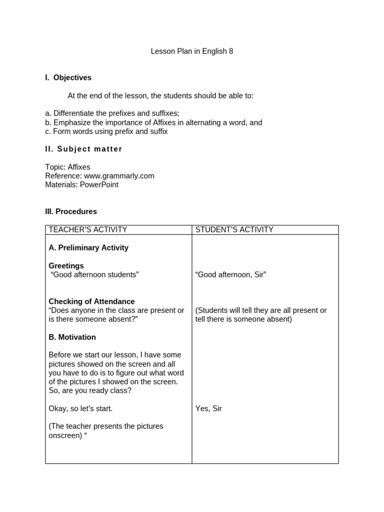 Detailed Lesson Plan in English 8 | PDF