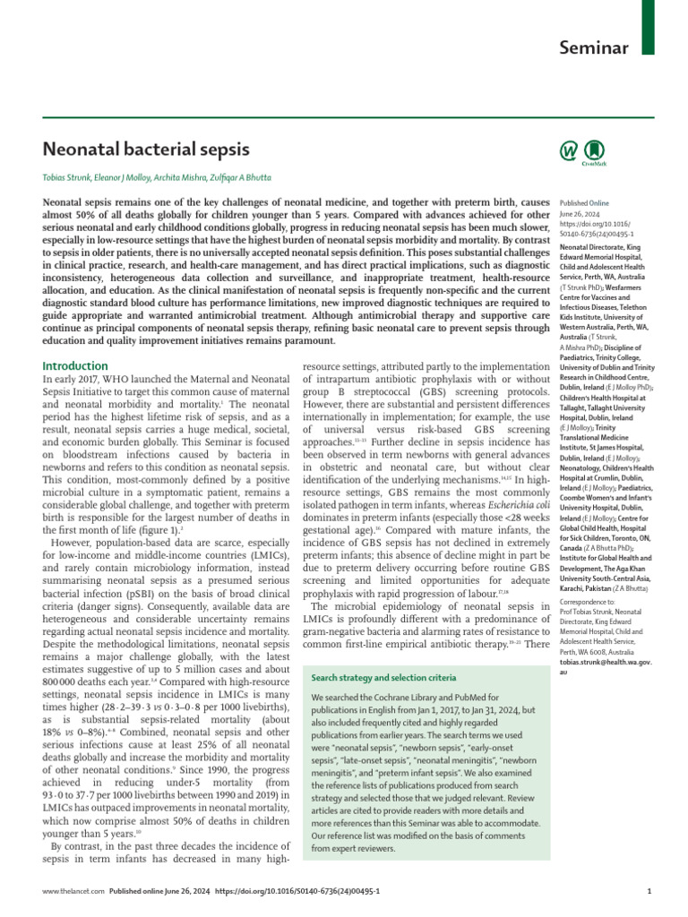 Sepse Neonatal LANCET | PDF