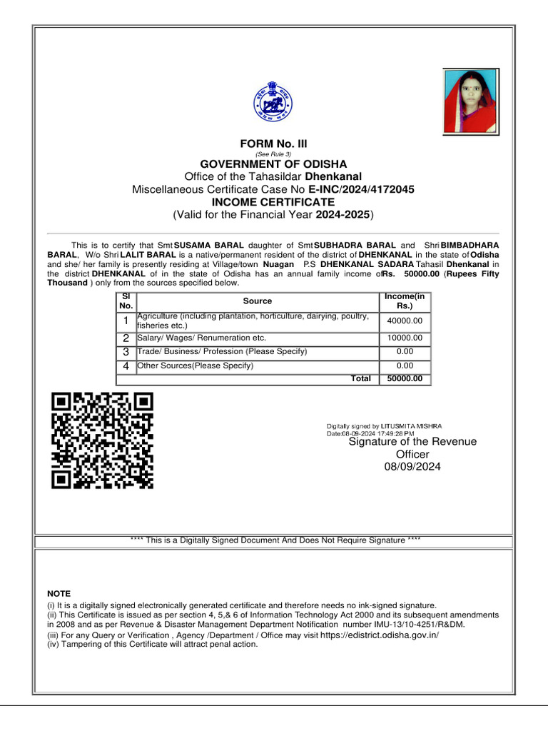 Income Certificate | PDF