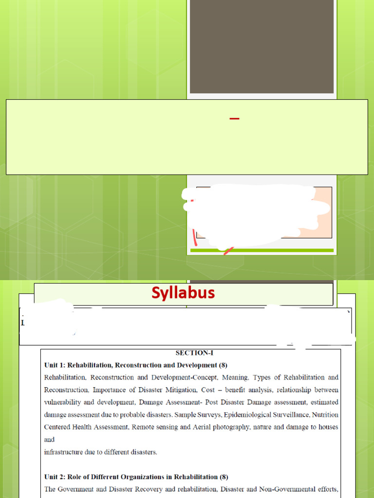 Disaster Management RRR Unit-01 PPTs | PDF
