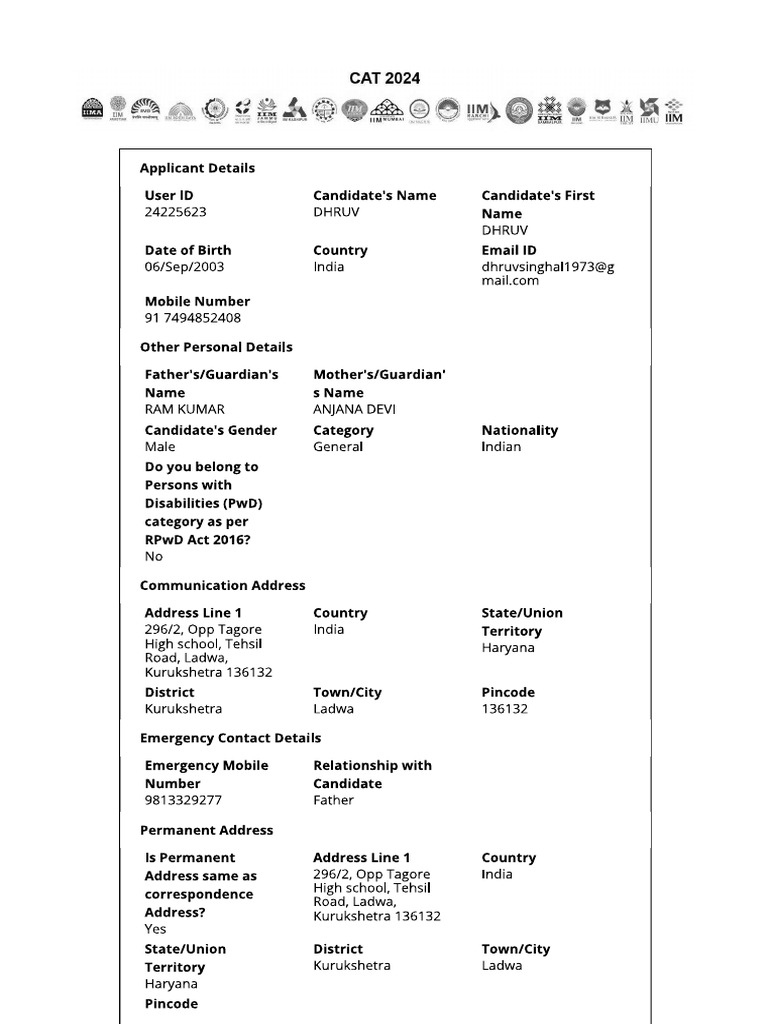Cat Application Form | PDF