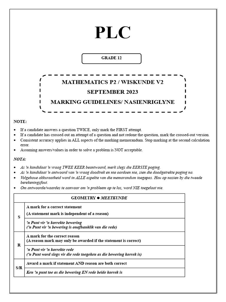 Marking Guidelines P2 August 2024 | PDF | Mathematics