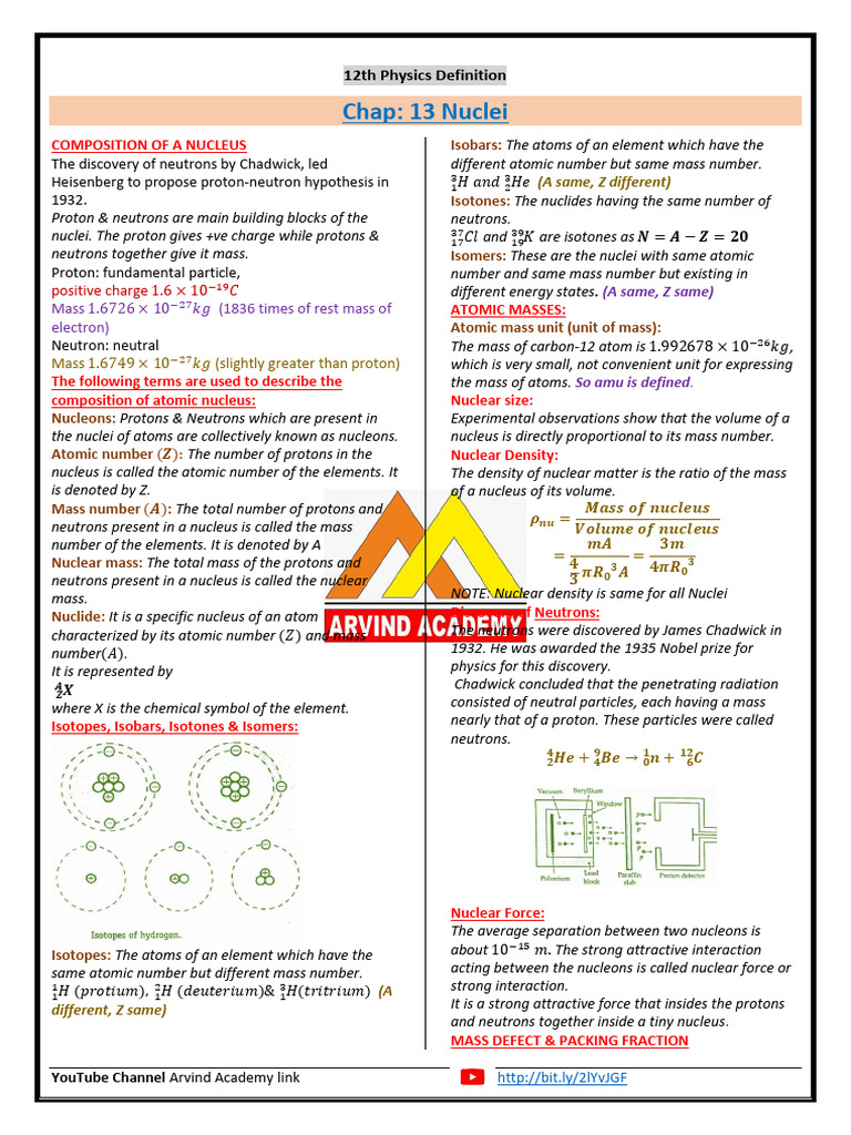 Chap 13 Nuclei | PDF