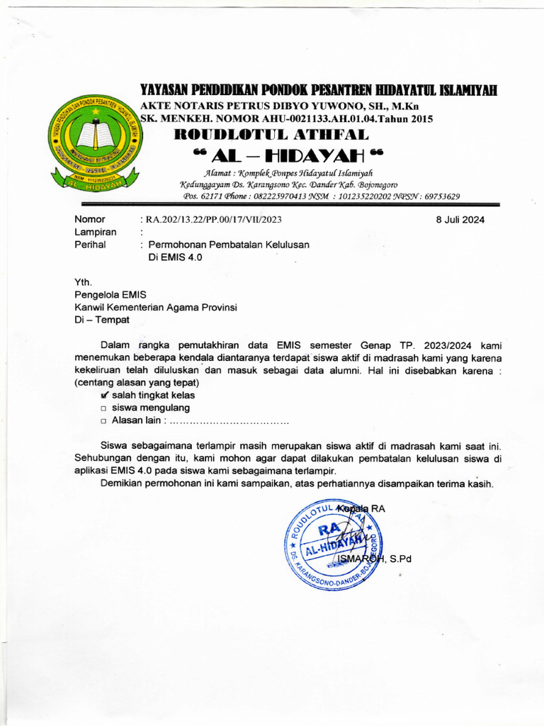 Permohonan pembatalan kelulusan | PDF