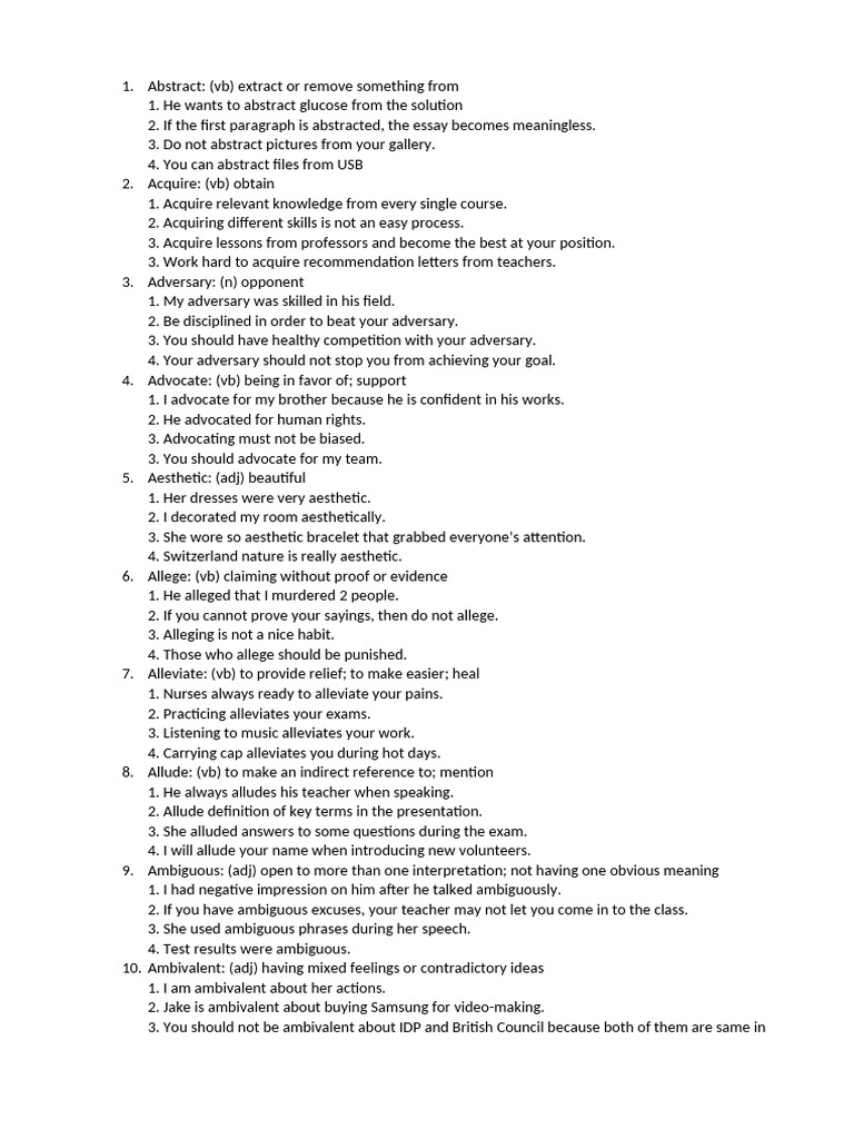 SAT Vocabulary 0-100 | PDF