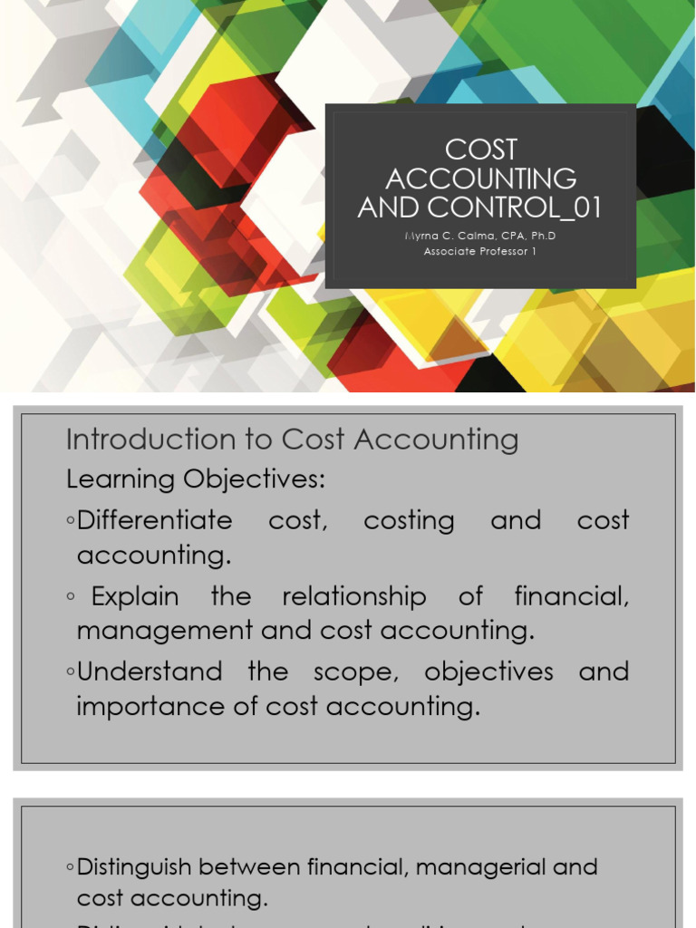 Cost Accounting and Control - 01 | PDF