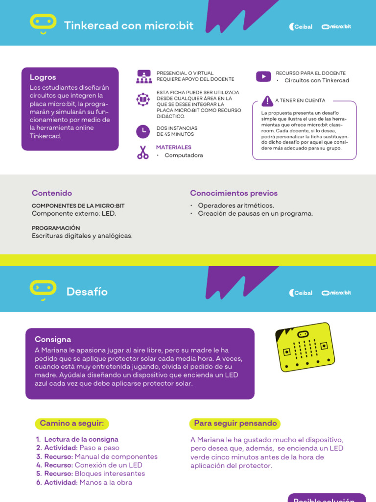 Microbit Ficha Tinkercard | PDF