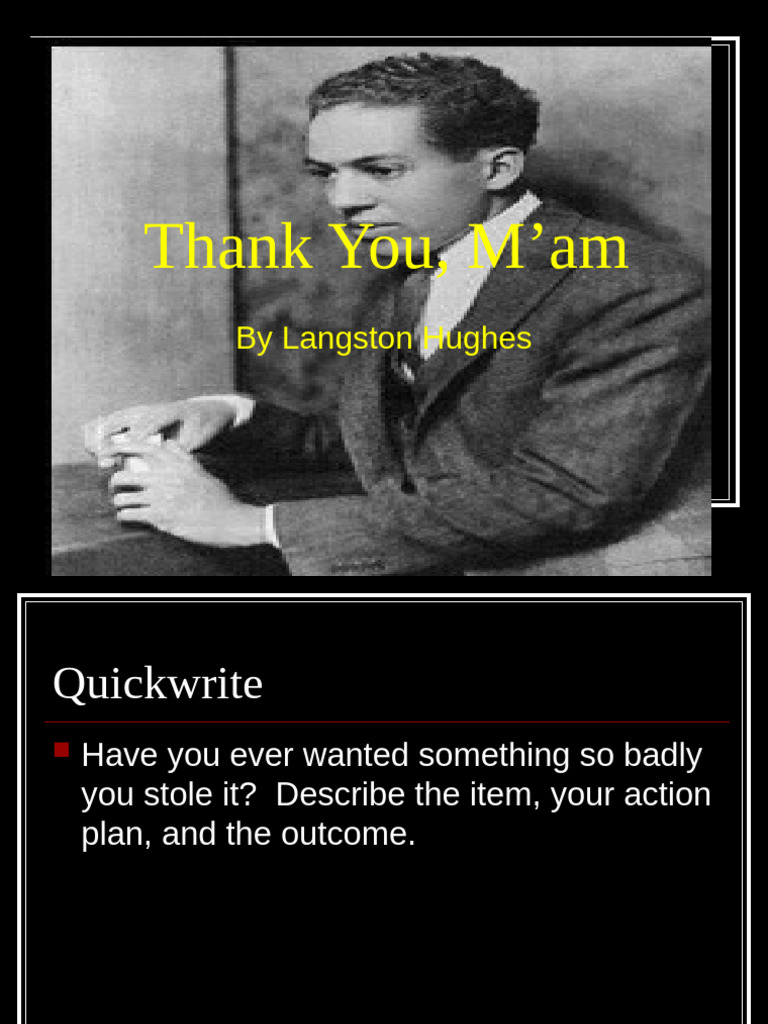 Thank You, M'am: by Langston Hughes | PDF