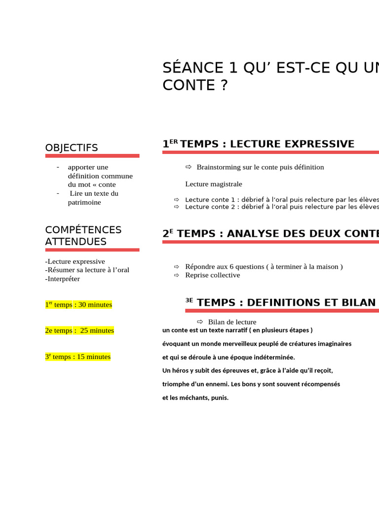 Définition et analyse du conte 6ème | PDF | Le Petit Chaperon rouge ...