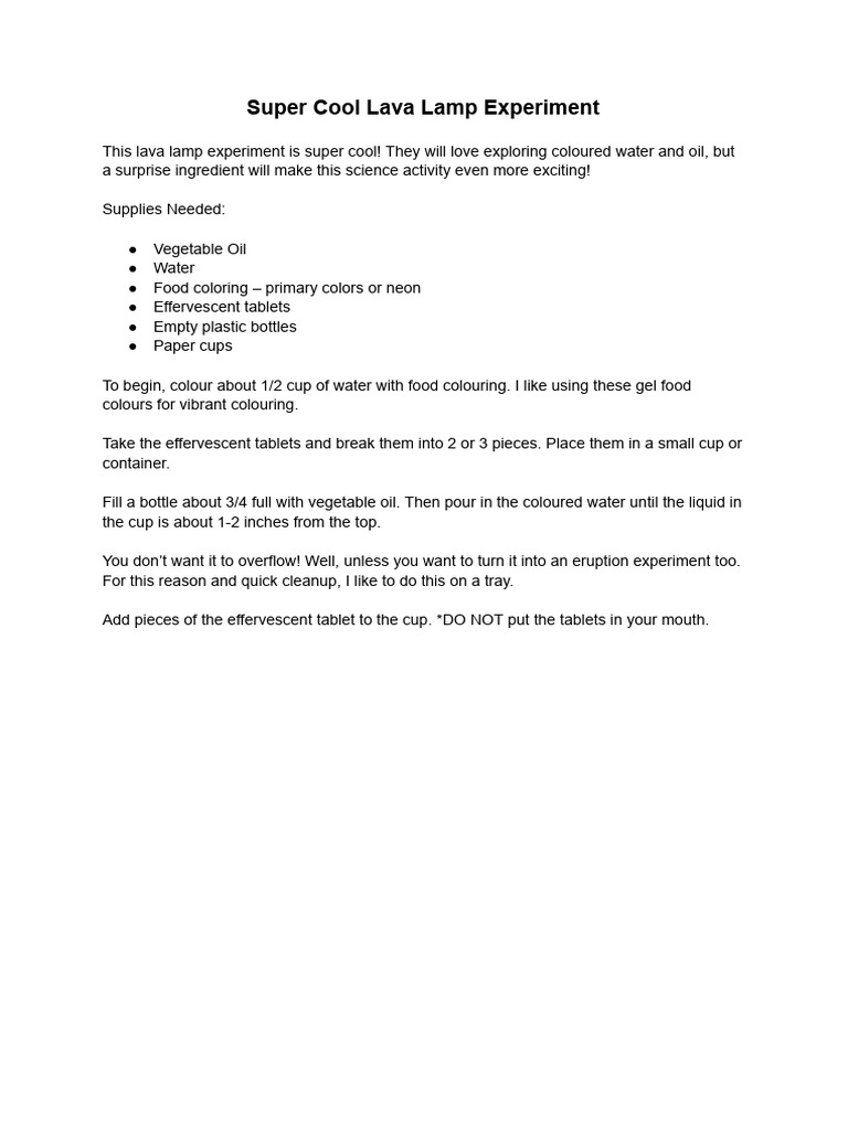 Science Experiments Worksheet | PDF