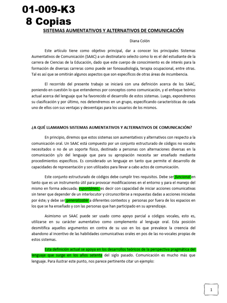 01009K3 Diana Colon Sistemas Aumentativos | PDF