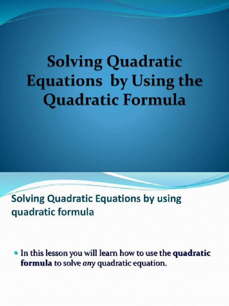 Solving Quadratic Using Formula | PDF