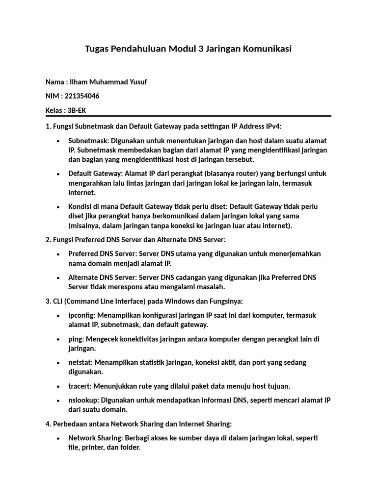 Tugas Pendahuluan Modul 3 Jaringan Komunikasi Pdf