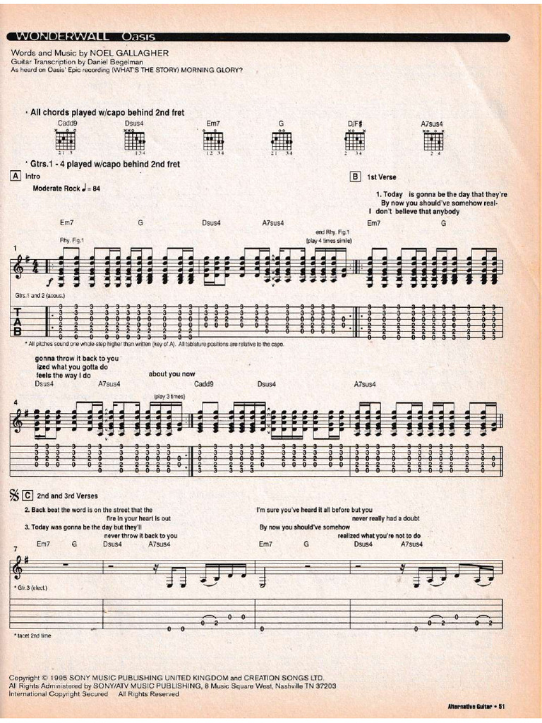 Oasis - Wonderwall G&B - Pages From GW - Alternative Guitar 003 | PDF