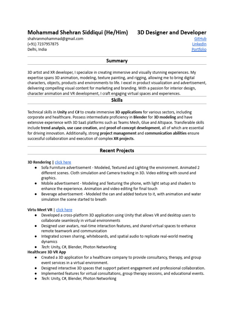 Shehran 3D CV | PDF
