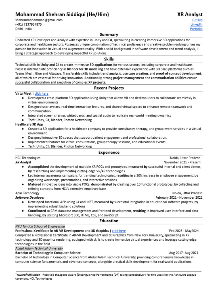 Shehran Resume 2024 | PDF