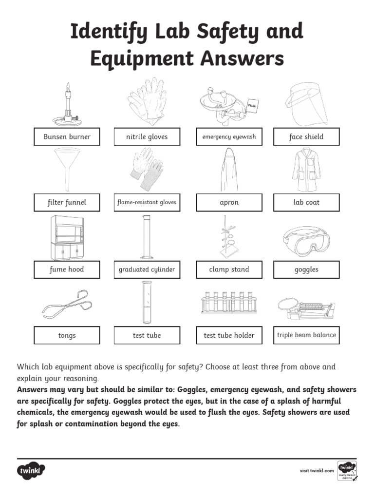 Answers Identify Lab Safety and Equipment Activity | PDF