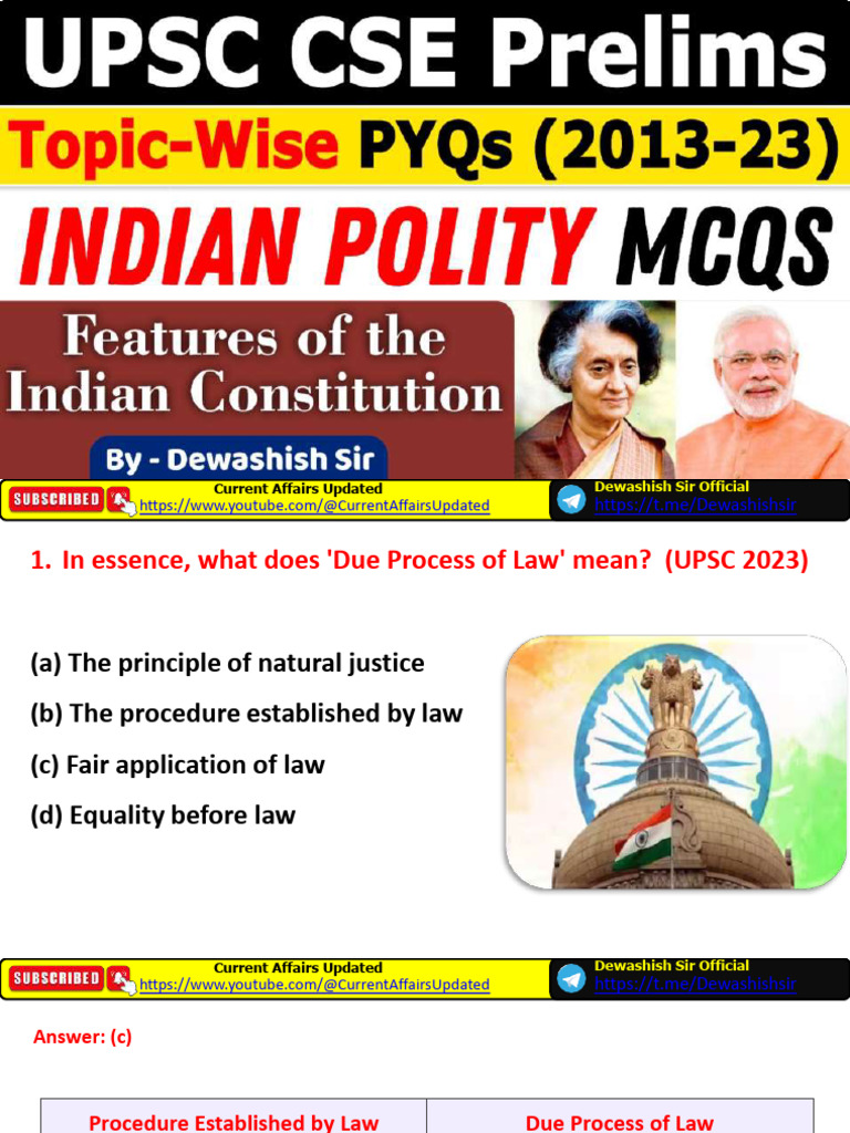 Features of The Indian Constitution UPSC PYQs | PDF