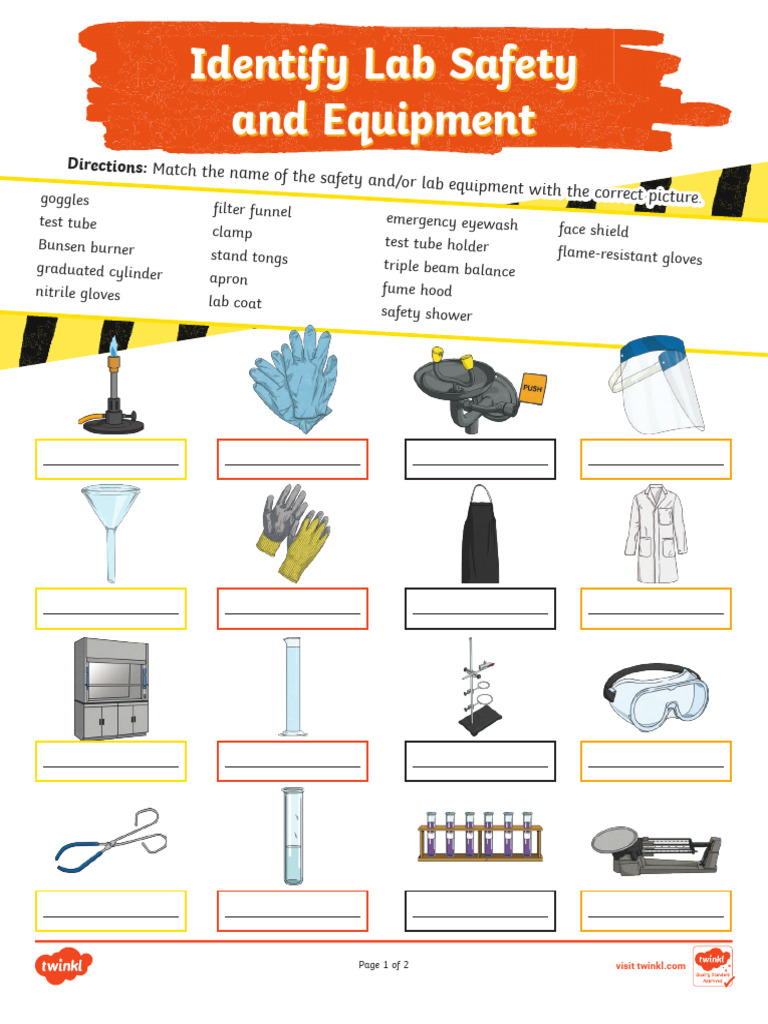 Color Identify Lab Safety and Equipment Activity | PDF