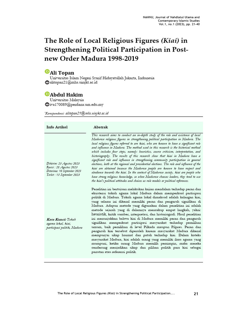 The Role of Local Religious Figures in Strengthening Political ...